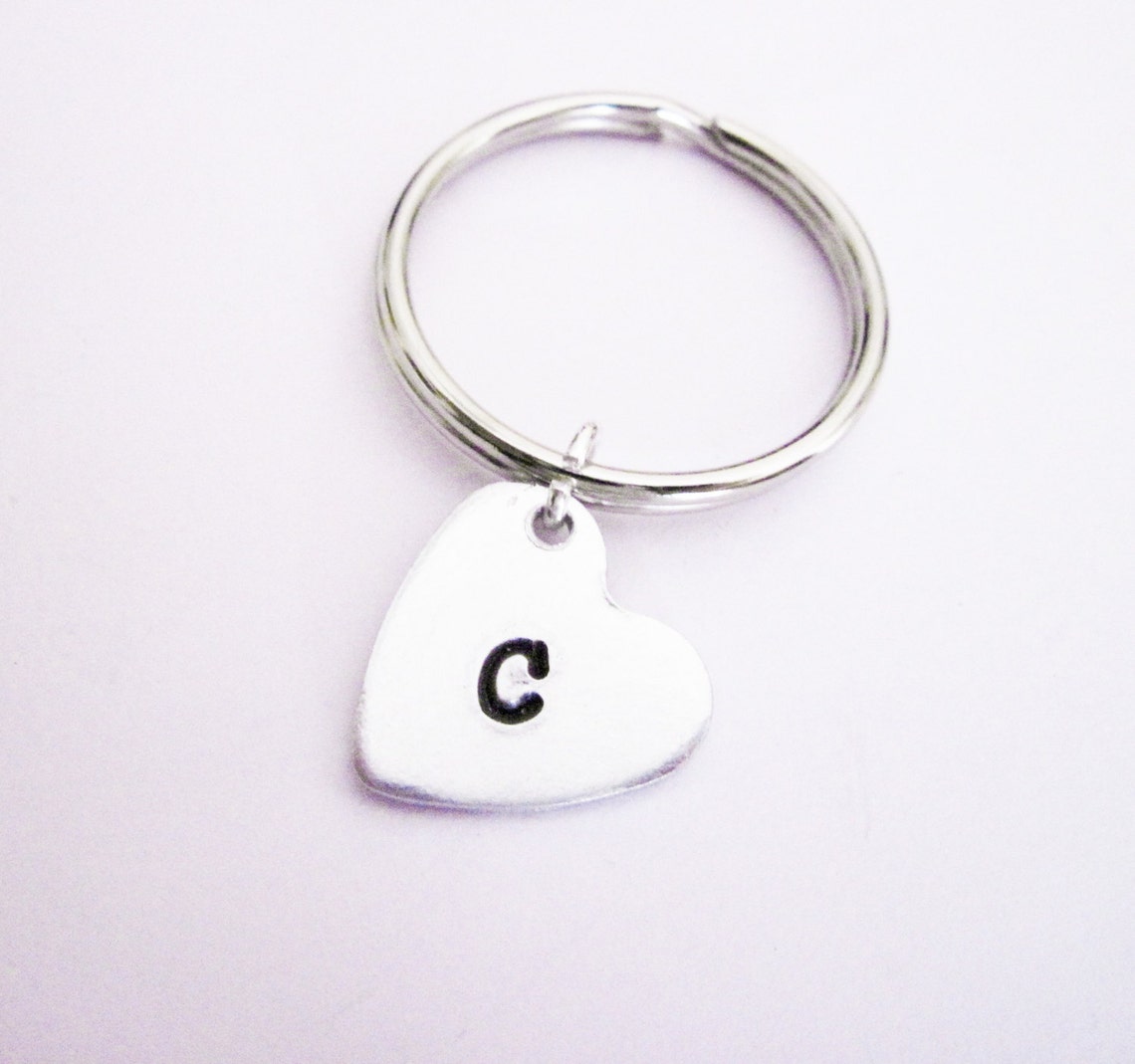 Personalized Heart Keychain Initial Keychain Custom - Etsy