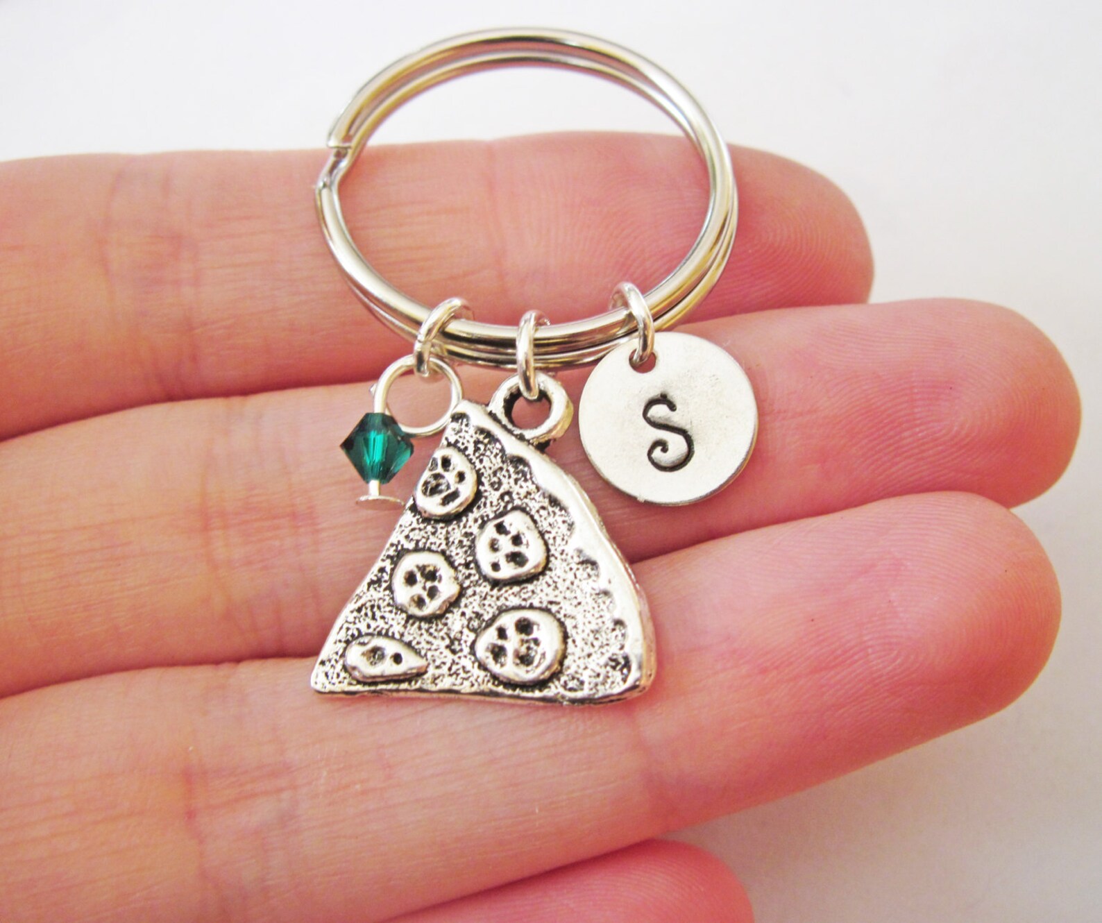 Pizza Slice Keychain Initial Keychain Pizza Keychain - Etsy