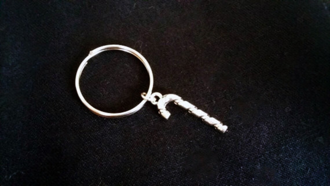 Candy Cane Keychain Silver Keychain Christmas Candy Cane - Etsy