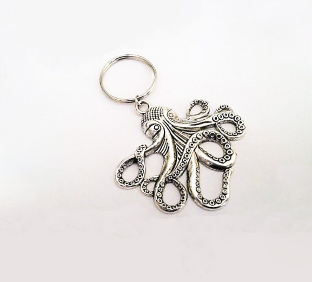 Large Octopus Keychain Steampunk Octopus Charm, Animal Keychain Friend ...