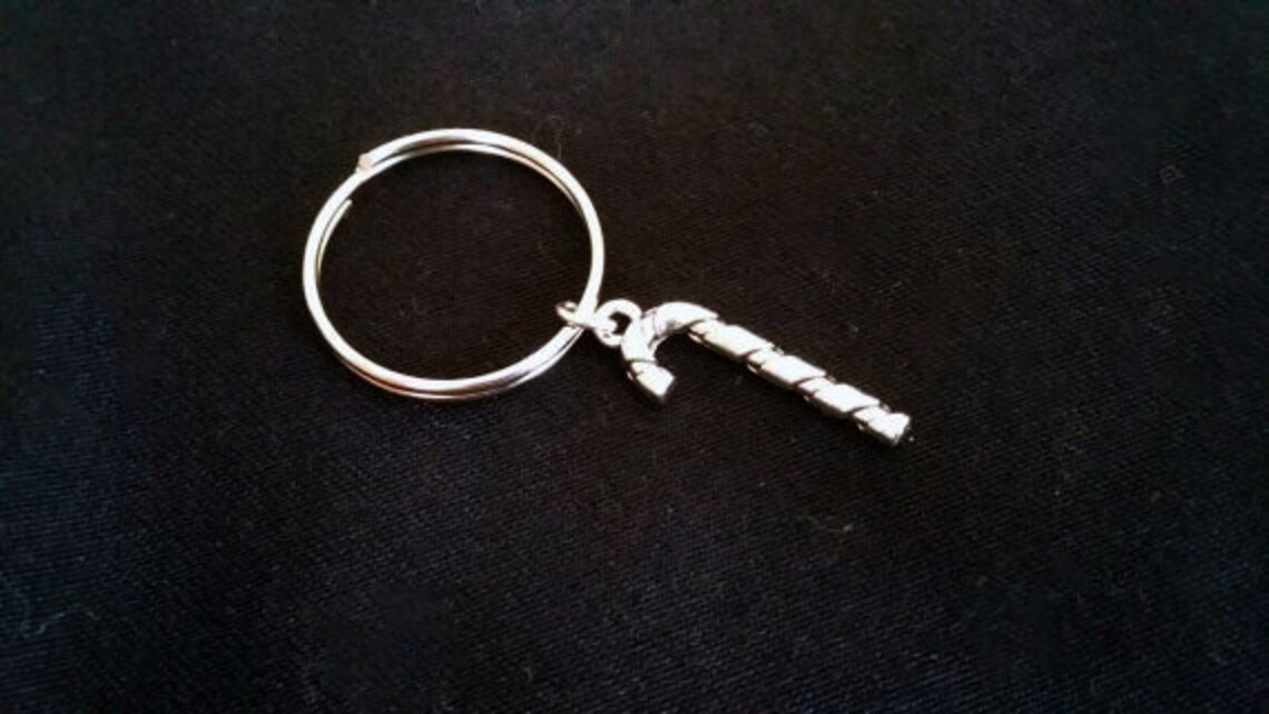Candy Cane Keychain Silver Keychain Christmas Candy Cane - Etsy