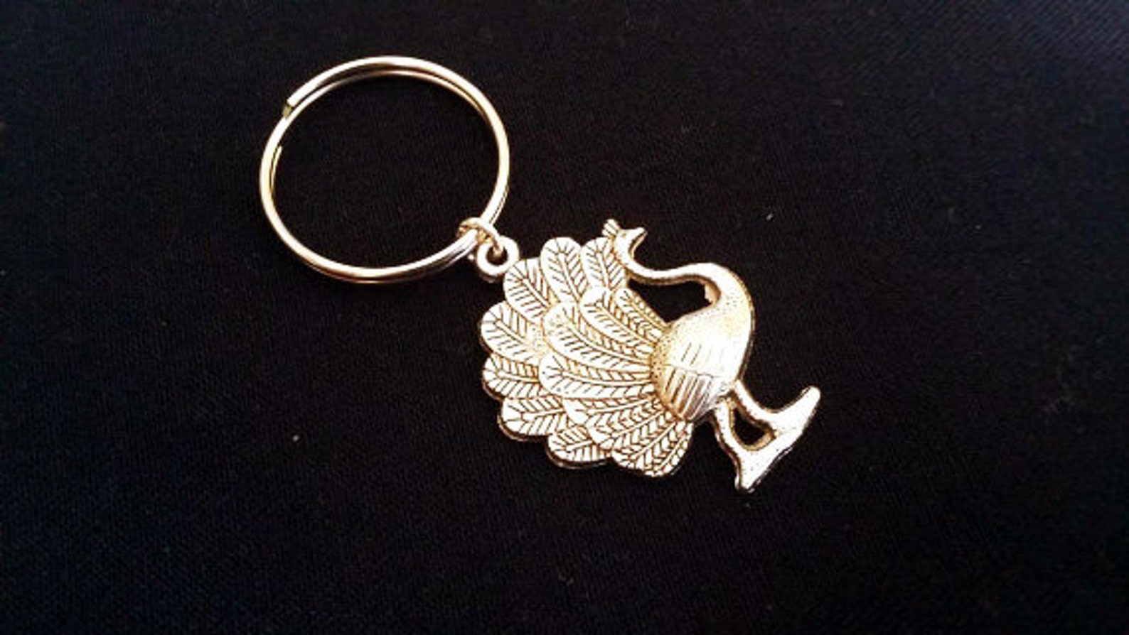 Peacock Keychain Peacock Charm Silver Keychain Bird Charm - Etsy