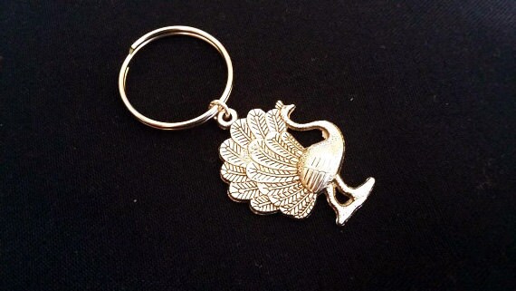 Peacock Keychain Peacock Charm Silver Keychain Bird Charm - Etsy