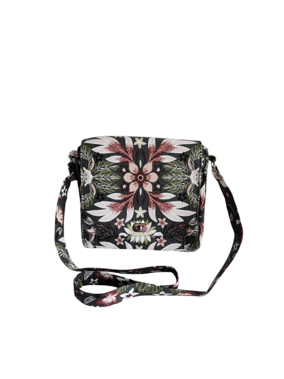 Large Messenger Damask Floral Print Canvas #2 - Etsy