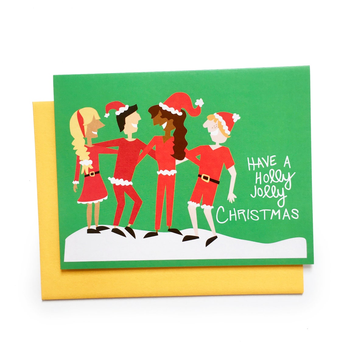 Holly Jolly Christmas Card Holiday Card Santas Xmas Card - Etsy
