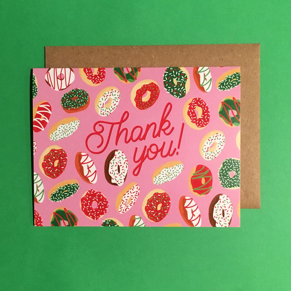 Christmas Donut Thank You Card Holiday Card Christmas - Etsy