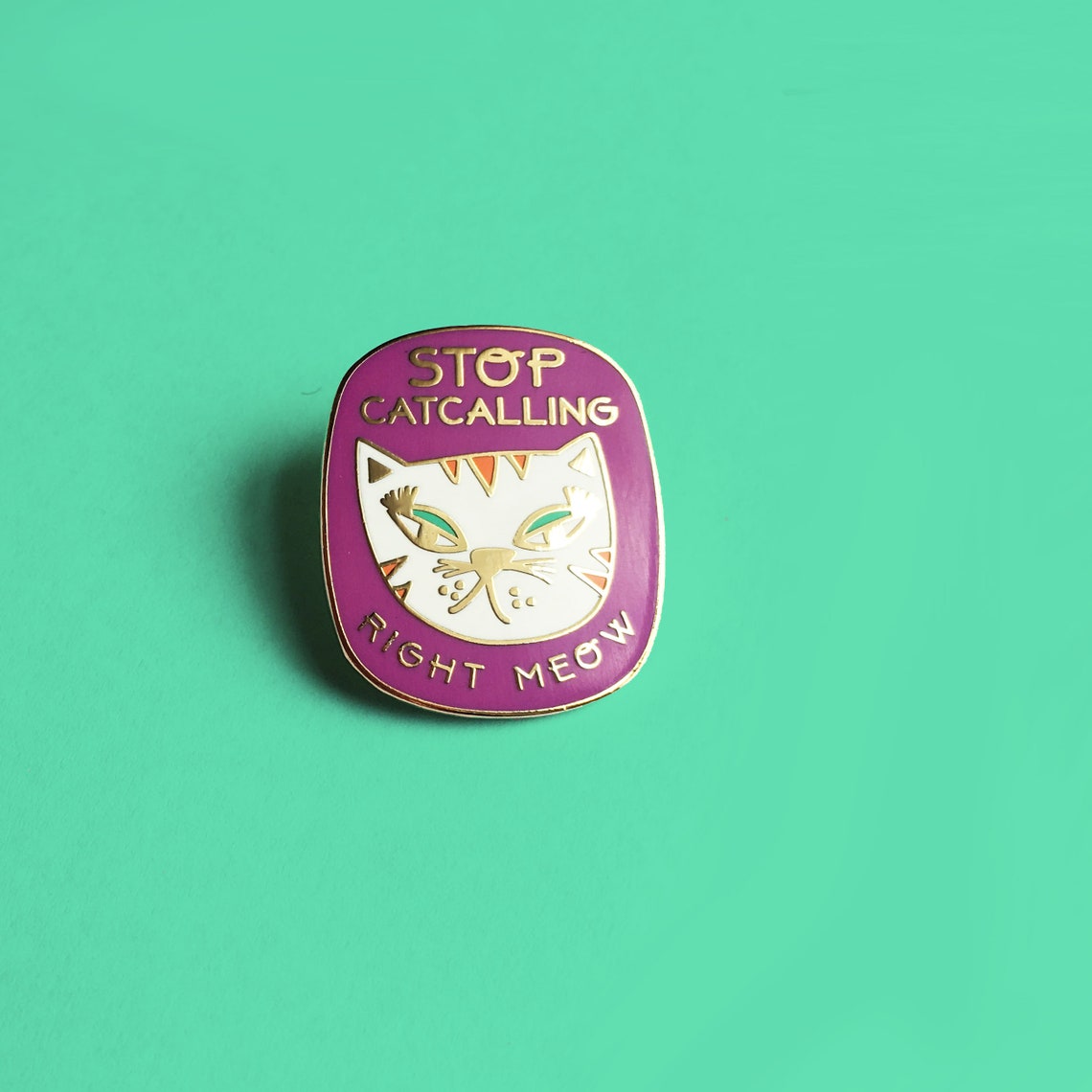Stop Catcalling Enamel Pin in Purple Feminist Pin - Etsy