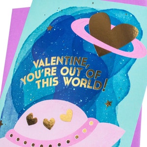 Out of This World Valentines Day Card Gold Foil, Valentines Card, Cute ...