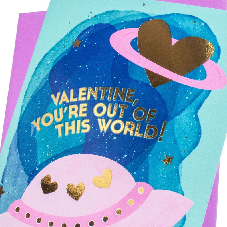 Out of This World Valentines Day Card Gold Foil Valentines - Etsy