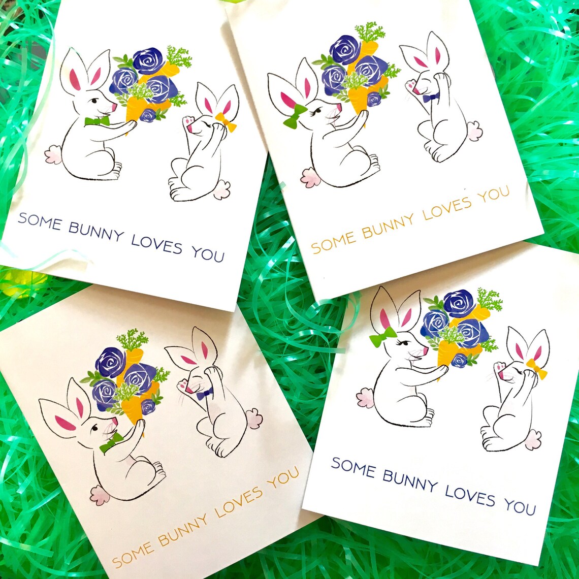 Some Bunny Loves You Card Style D valentines card cute | Etsy