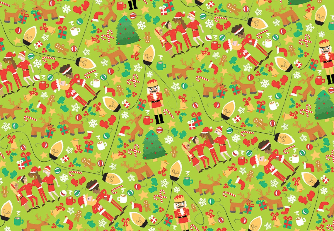 Santa Fun Gift Wrap Christmas Wrapping Paper Cute Holiday - Etsy