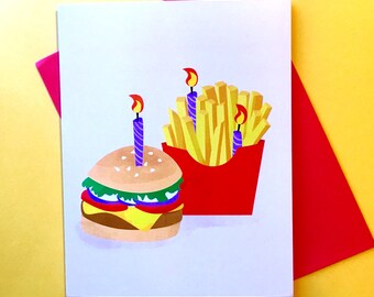 Happy Birthday Burger Card Foodie Birthday Card Birthday Card - Etsy