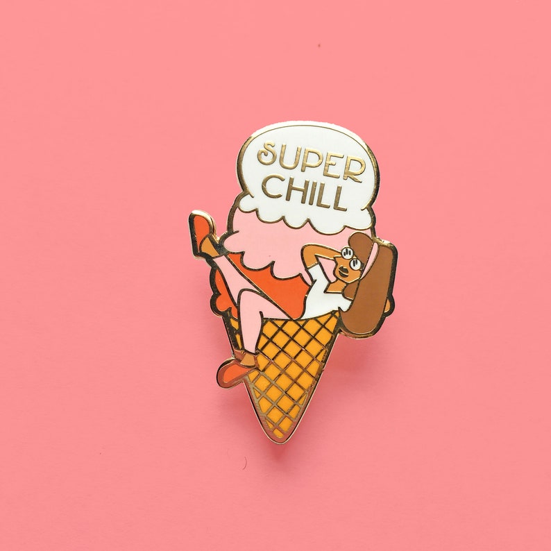 Super Chill Hard Enamel Pin Ice Cream Pin Lapel Pin Food - Etsy