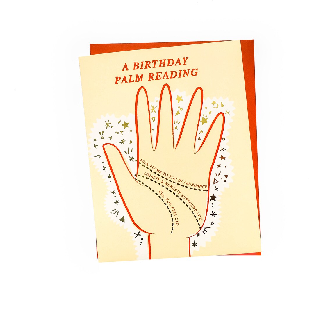 Gold Foil Birthday Palm Reading Card Gold Foil Birthday Card, Shiny ...