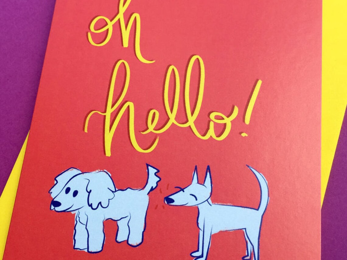 Oh Hello Dog Card Everday Card Thinking of You Card - Etsy