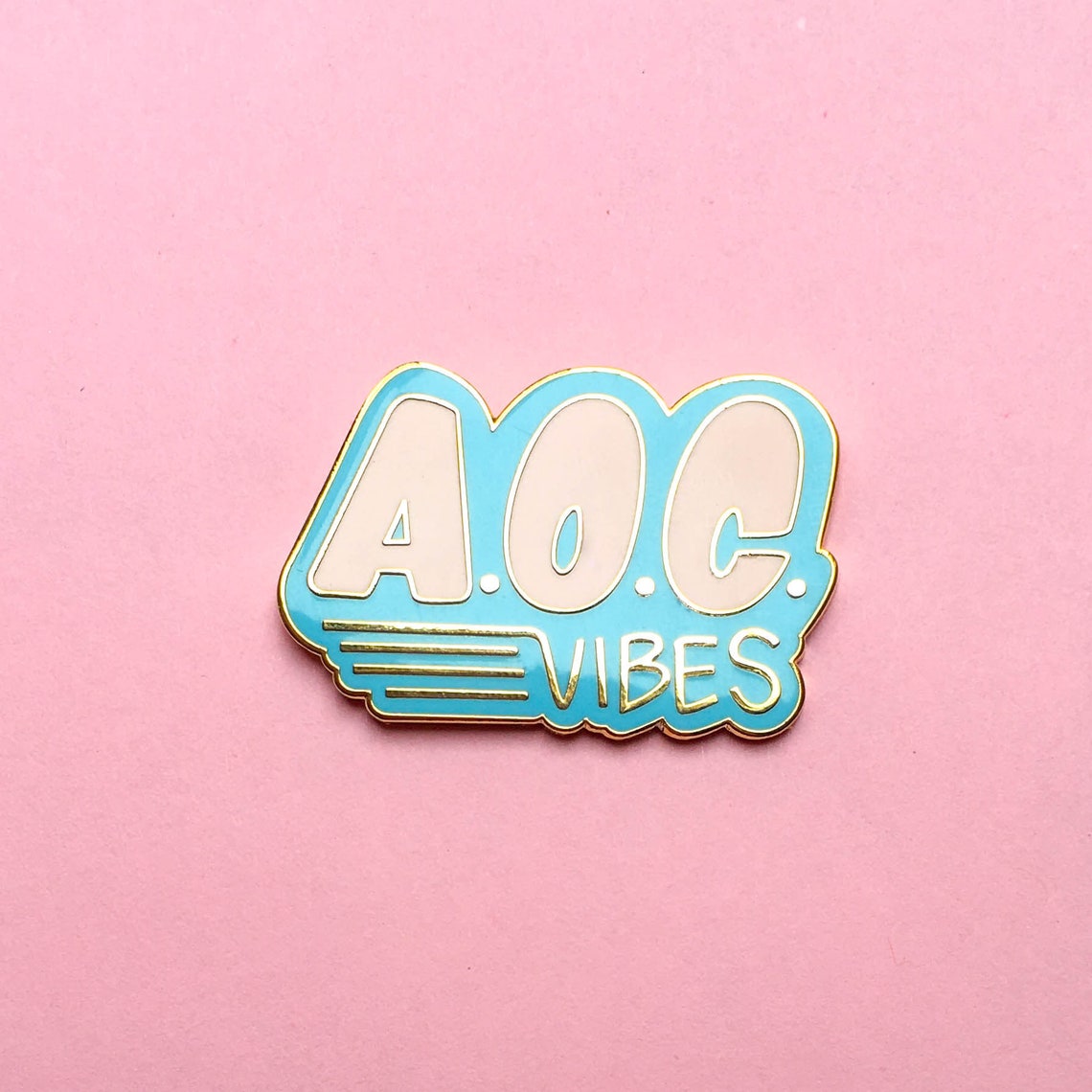 AOC Vibes Pin PINK Alexandria Ocasio Cortez Hard Enamel - Etsy