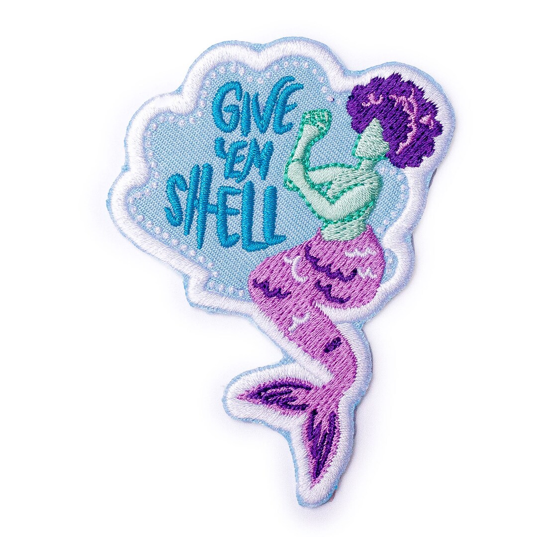 Give 'em Shell Patch Mermaid Patch / Ocean Patch / Iron on Patch / Cute ...