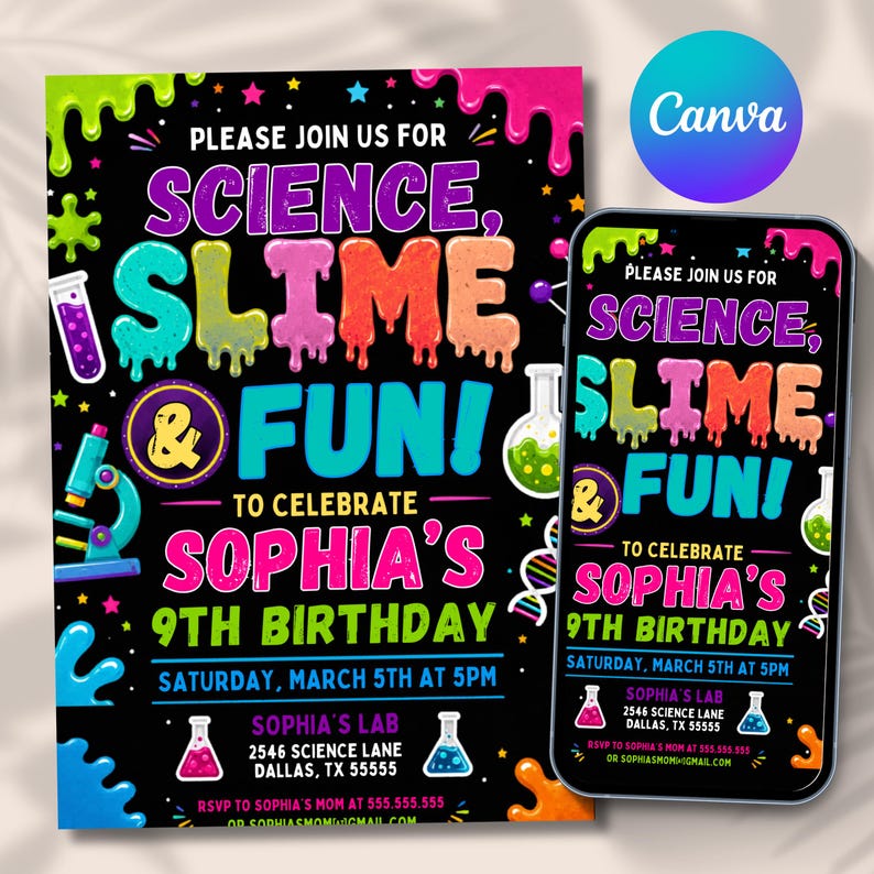 Editable Mad Science Experiment Birthday Invitation, Science Experiment ...