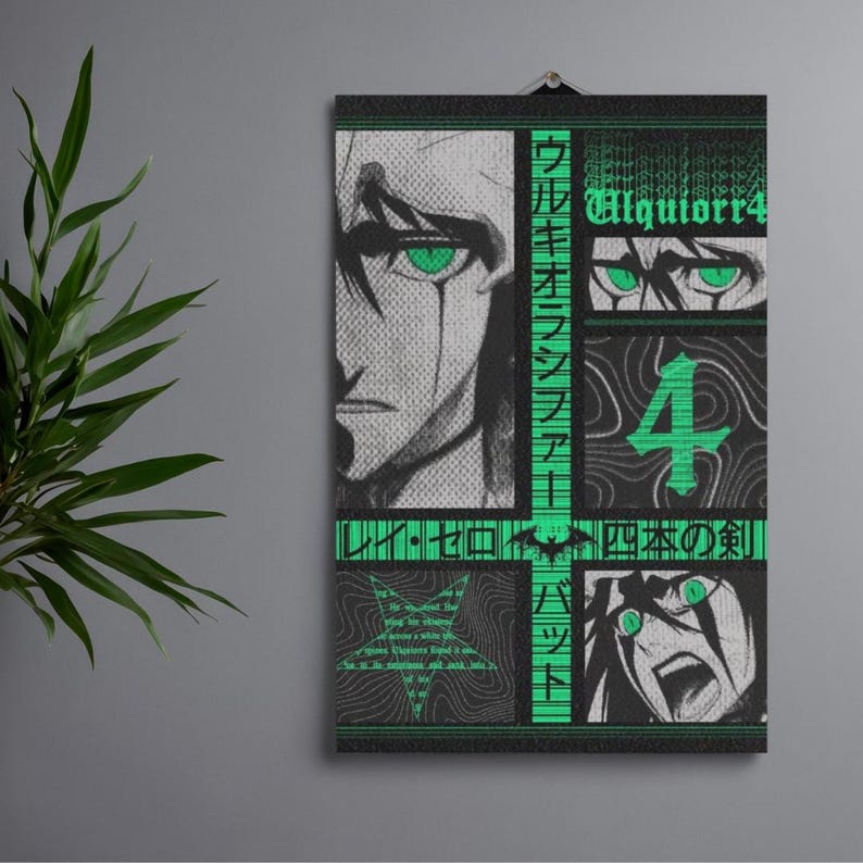 Bleach Ulquiorra Poster | Green Black Anime Wall Art | Anime Room Decor ...