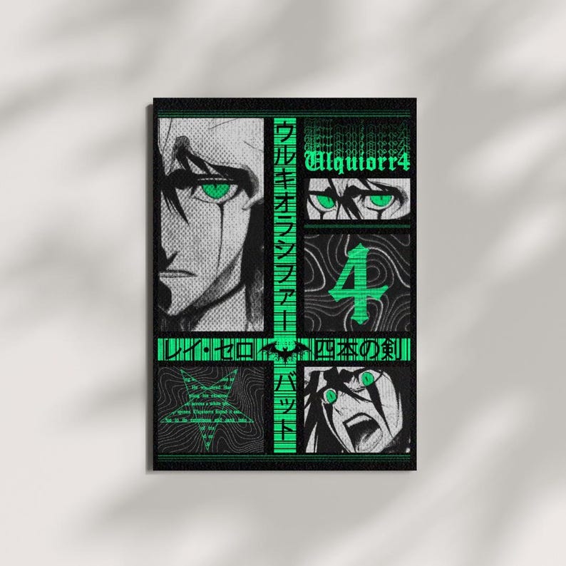 Bleach Ulquiorra Poster | Green Black Anime Wall Art | Anime Room Decor ...