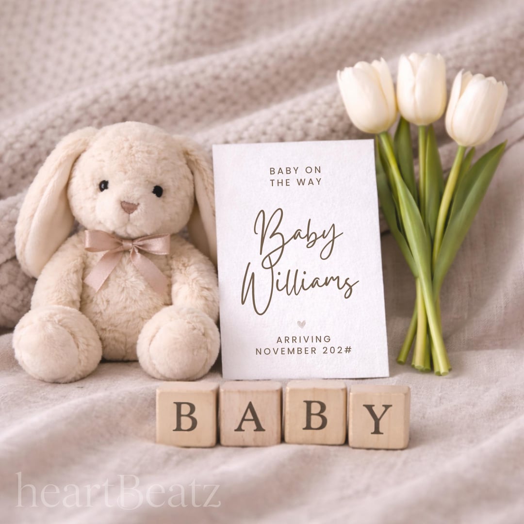 Baby Announcement Digital Canva Template Modern Neutral Digital ...