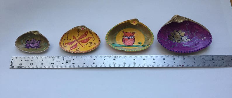 Yoga-inspired Hand Painted Shell. Lotus Flower. Ring Dish, , Trinket ...