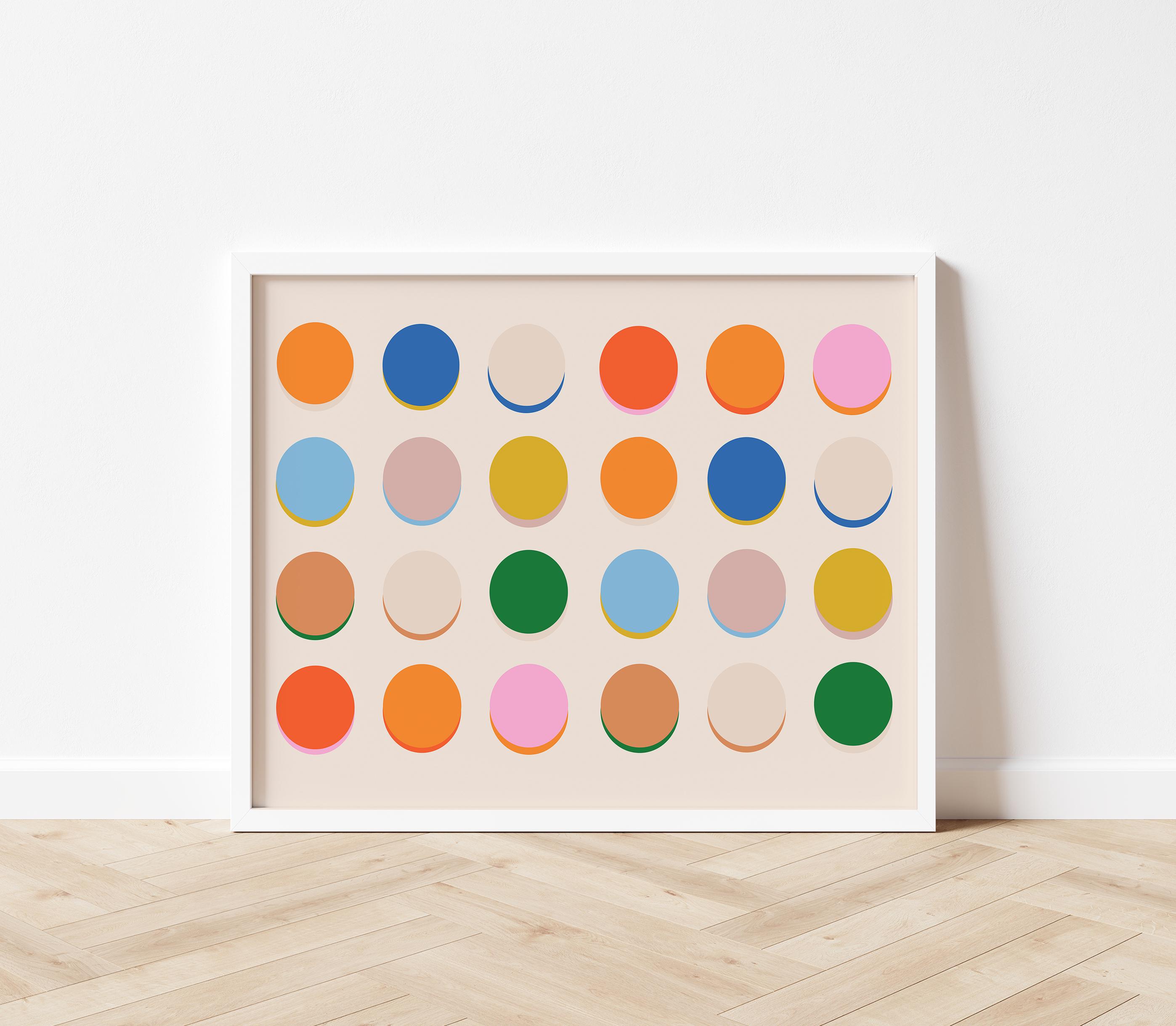 Simple Colorful Art Print Horizontal | Multicolor Kids Room Polka Dot ...