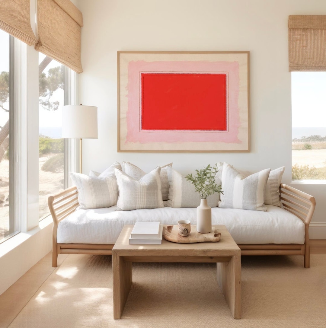 Cherry Red & Pink Art Print | Abstract Minimalist Wall Art | Bright Fun ...