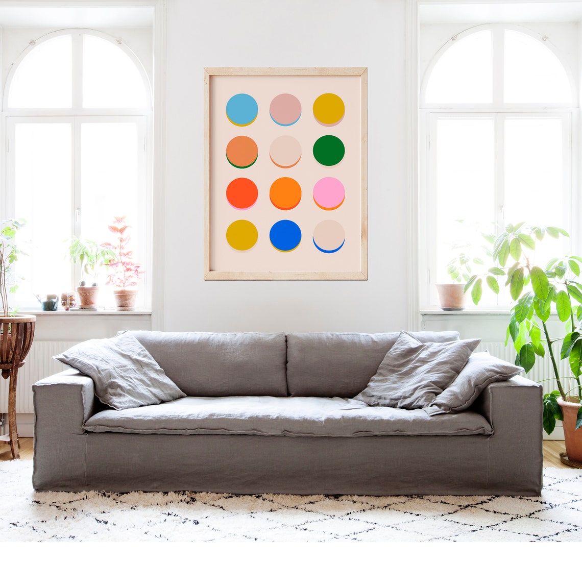 Bright Multicolor Dot Wall Art Modern Circles Art Print - Etsy