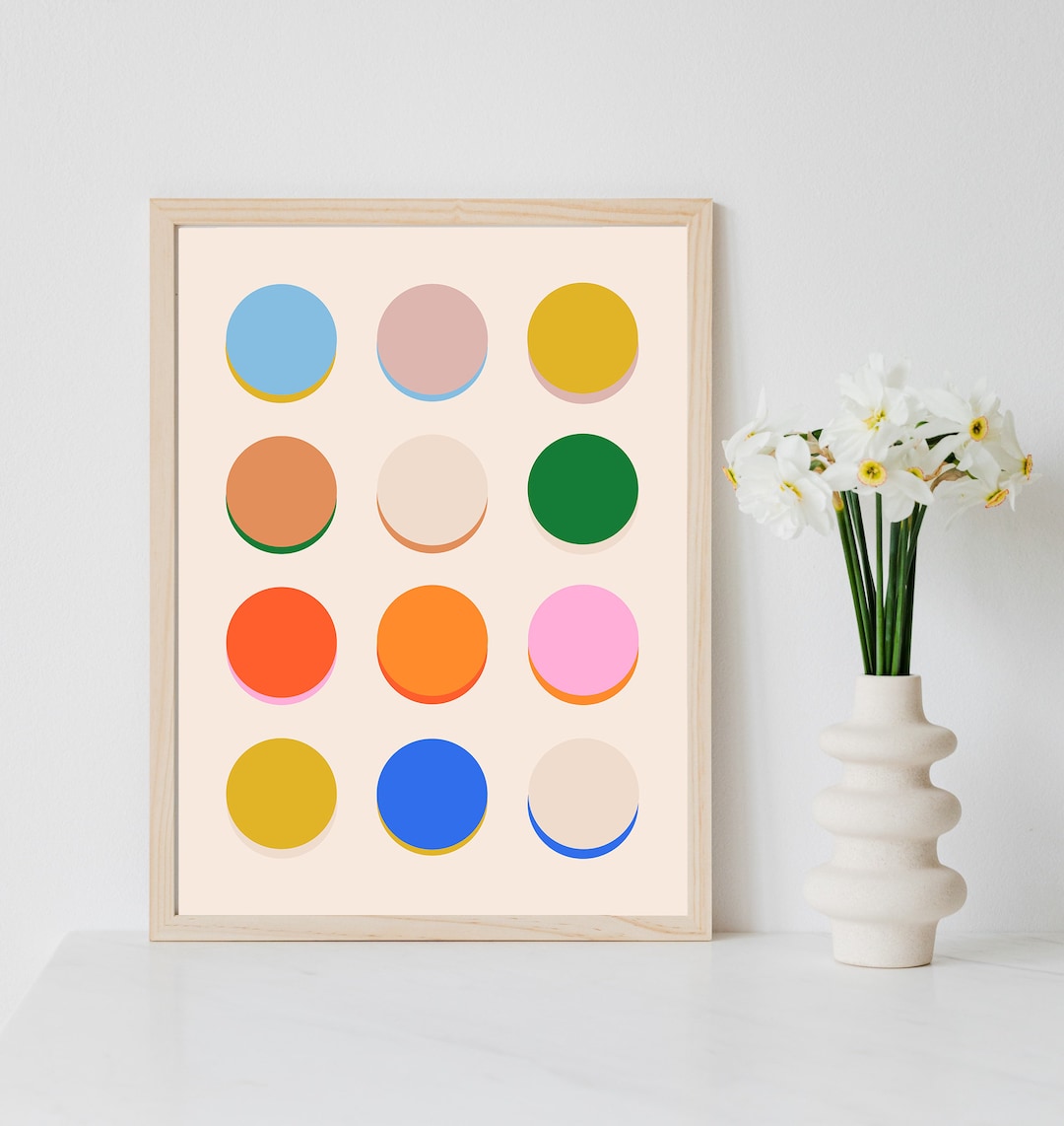 Bright Multicolor Dot Wall Art | Modern Circles Art Print | Colorful ...