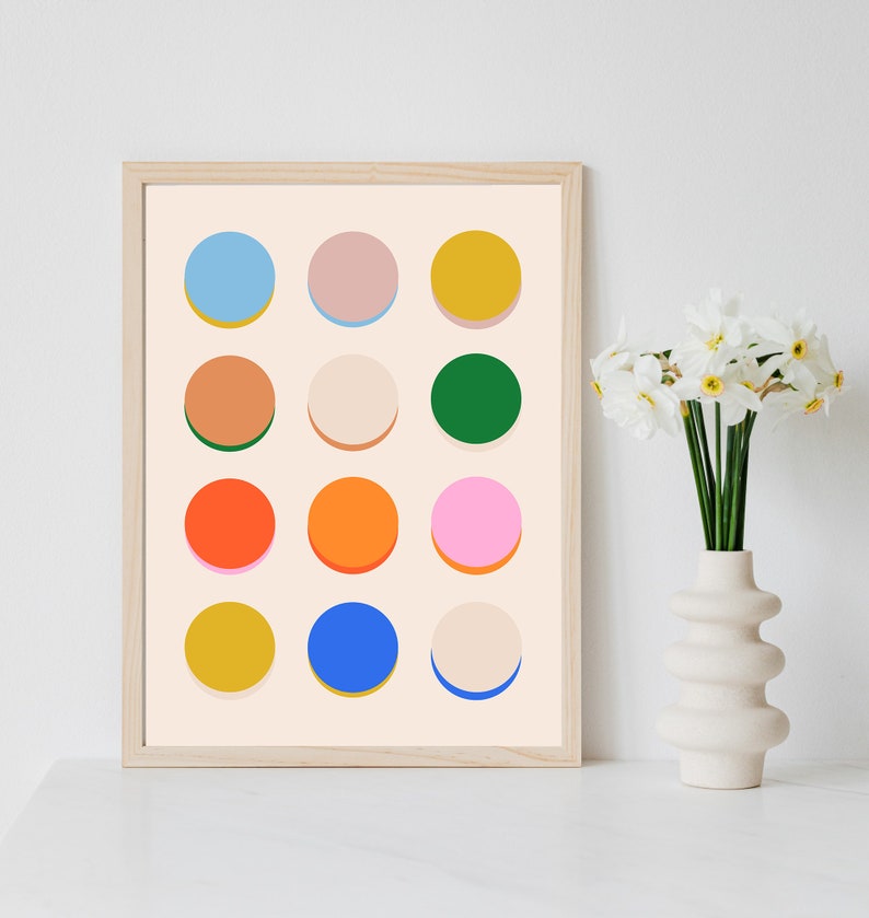 Bright Multicolor Dot Wall Art Modern Circles Art Print - Etsy