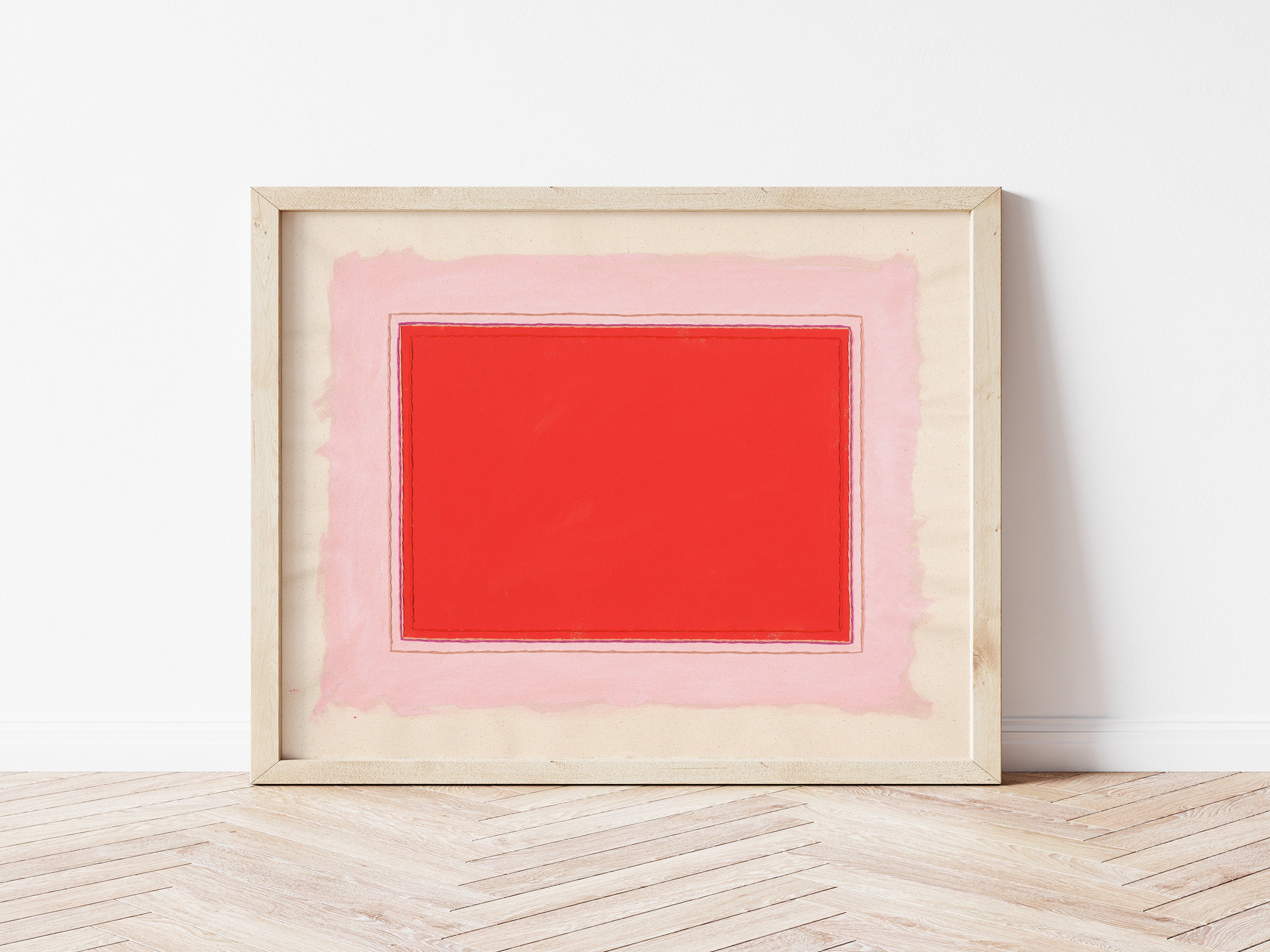Cherry Red & Pink Art Print | Abstract Minimalist Wall Art | Bright Fun ...