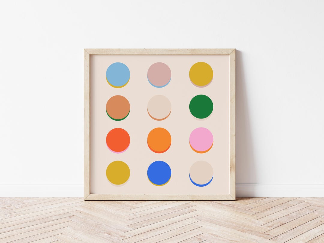 Abstract Modern Polka Dots Square Poster 30 X 30 Large Artwork Bright ...