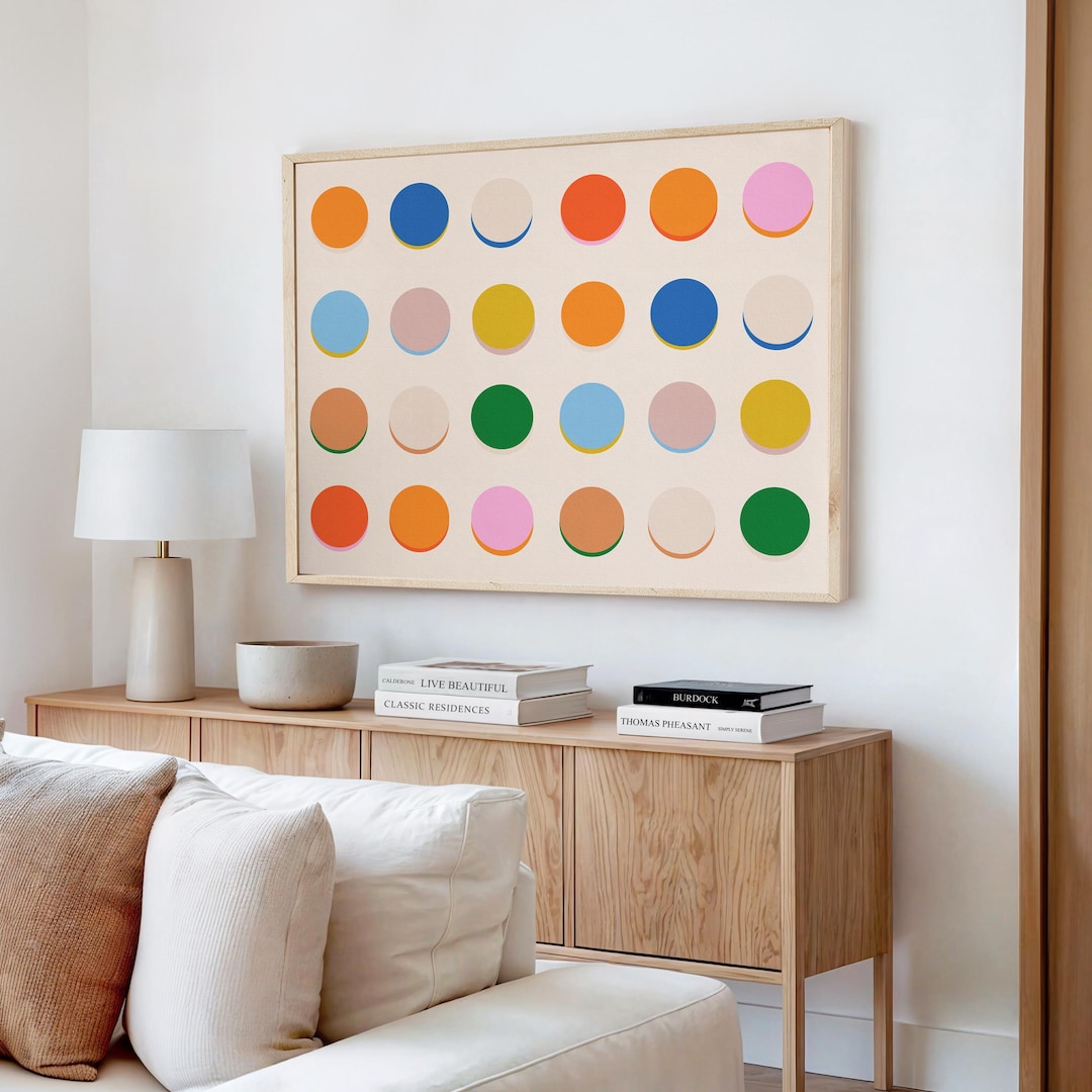 Simple Colorful Art Print Horizontal | Multicolor Kids Room Polka Dot ...