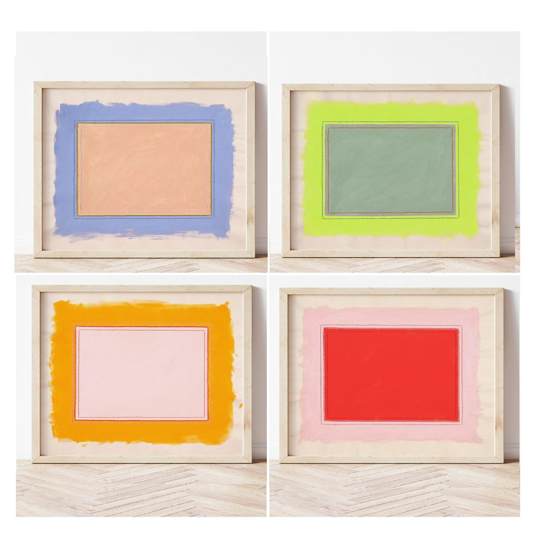 Bright, Colorful Abstract Art Print Gallery Wall Set of 4 Minimalist ...