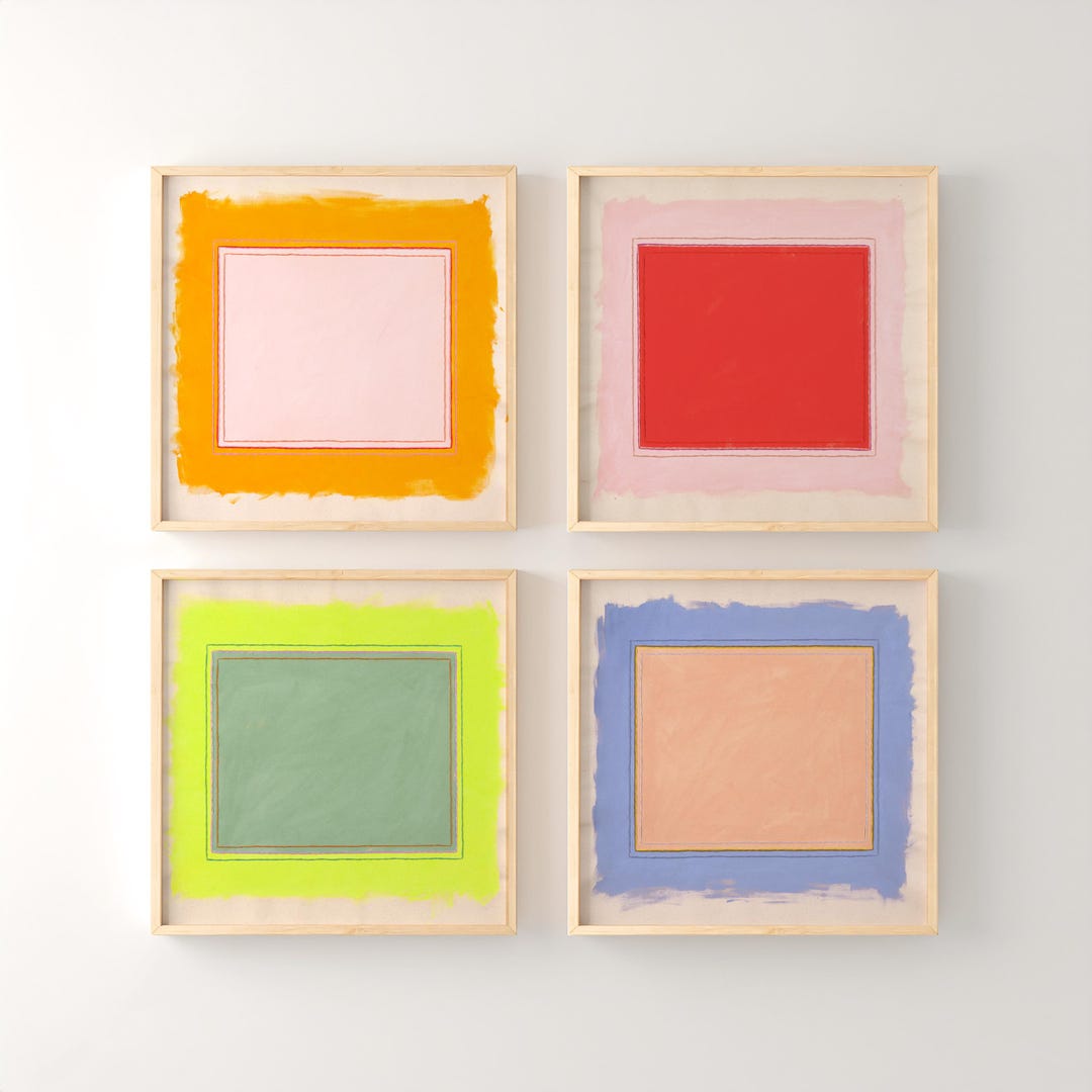 Set of 4 Square Art Prints Multicolor | Colorful Minimalist Art Print ...