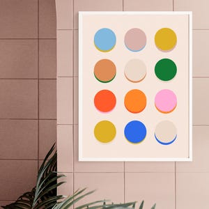 Colorful Scandi Art Print Vertical | Polka Dots Wall Art | Modern Decor ...