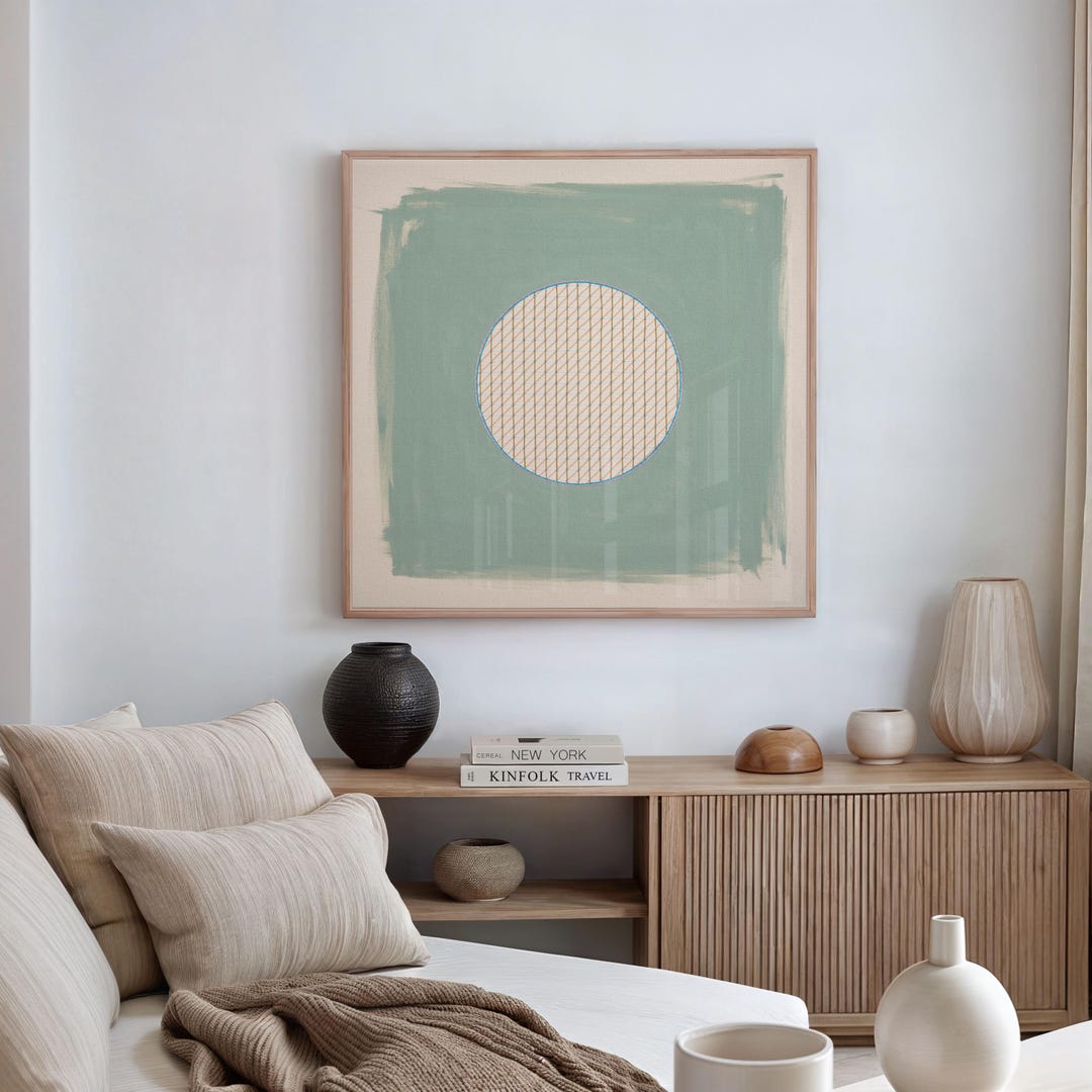 Calming Light Green Minimalist Wall Art | Abstract Prints Large Framed ...