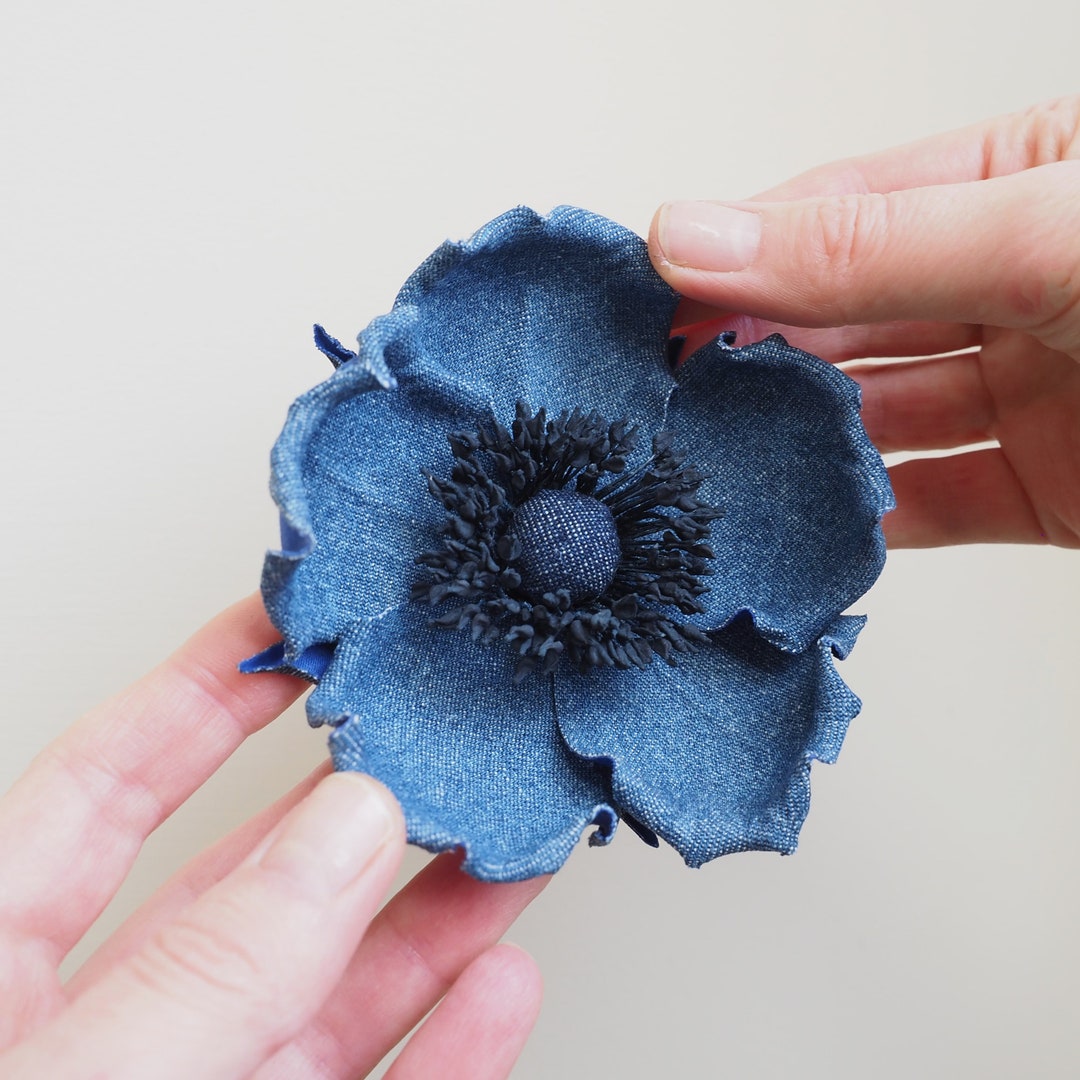 Ready to Ship DENIM WILD ROSE Corsage, Denim Flower Brooch, Cotton ...