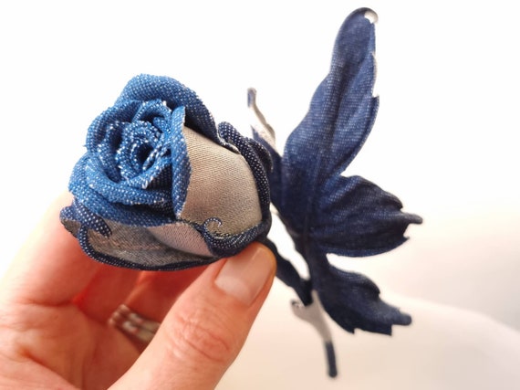 Ready to Ship COTTON DENIM ROSE Denim Wedding Denim Flower | Etsy