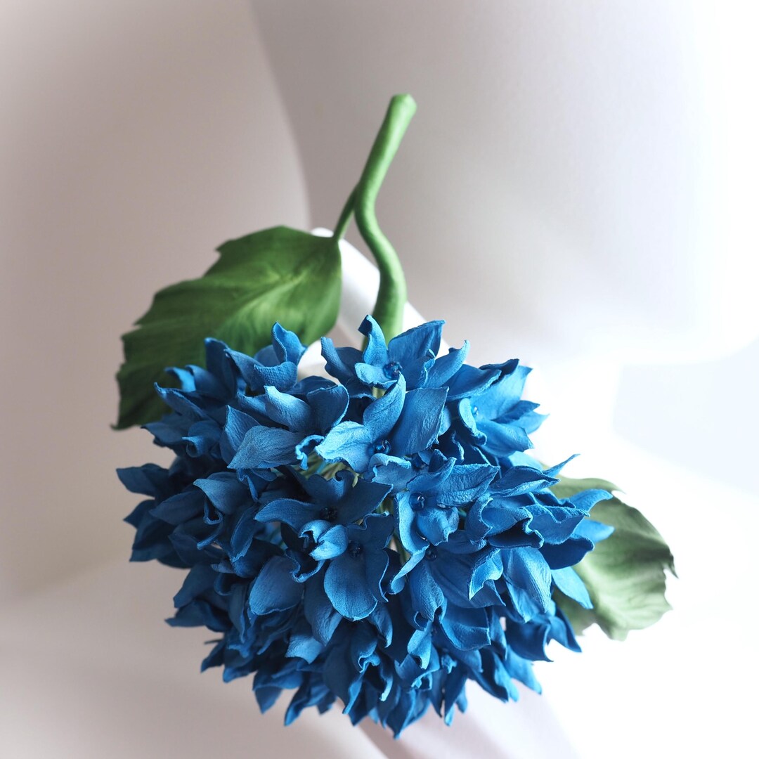 Ready to Ship LEATHER ANNIVERSARY GIFT for Her, Blue Hydrangea Jewelry ...