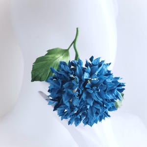 Ready to Ship LEATHER ANNIVERSARY GIFT for Her, Blue Hydrangea Jewelry ...