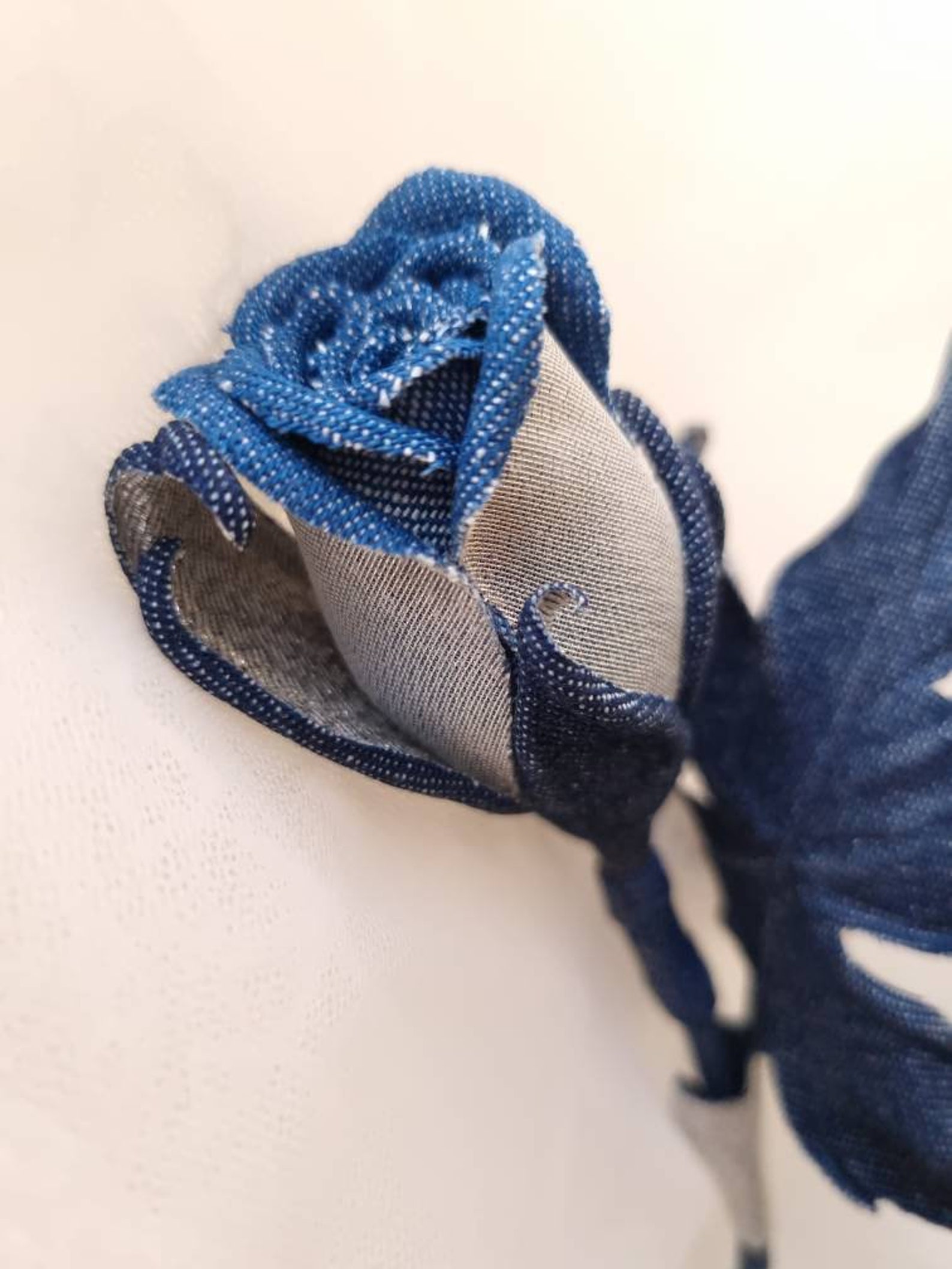 Ready to Ship COTTON DENIM ROSE, Denim Wedding, Denim Flower, Denim ...