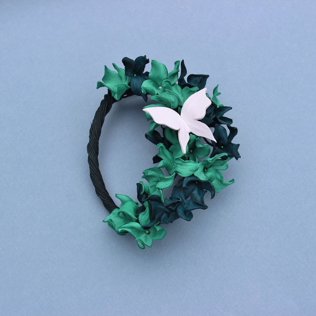 Special Offer LEATHER FLOWER BROOCH, Botanical Leather Jewelry, Leather ...