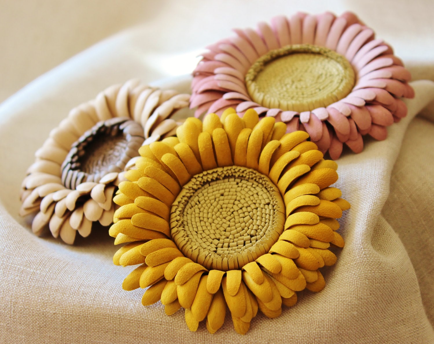 LEATHER GERBERA JEWELLERY 3rd Anniversary Gift Leather - Etsy