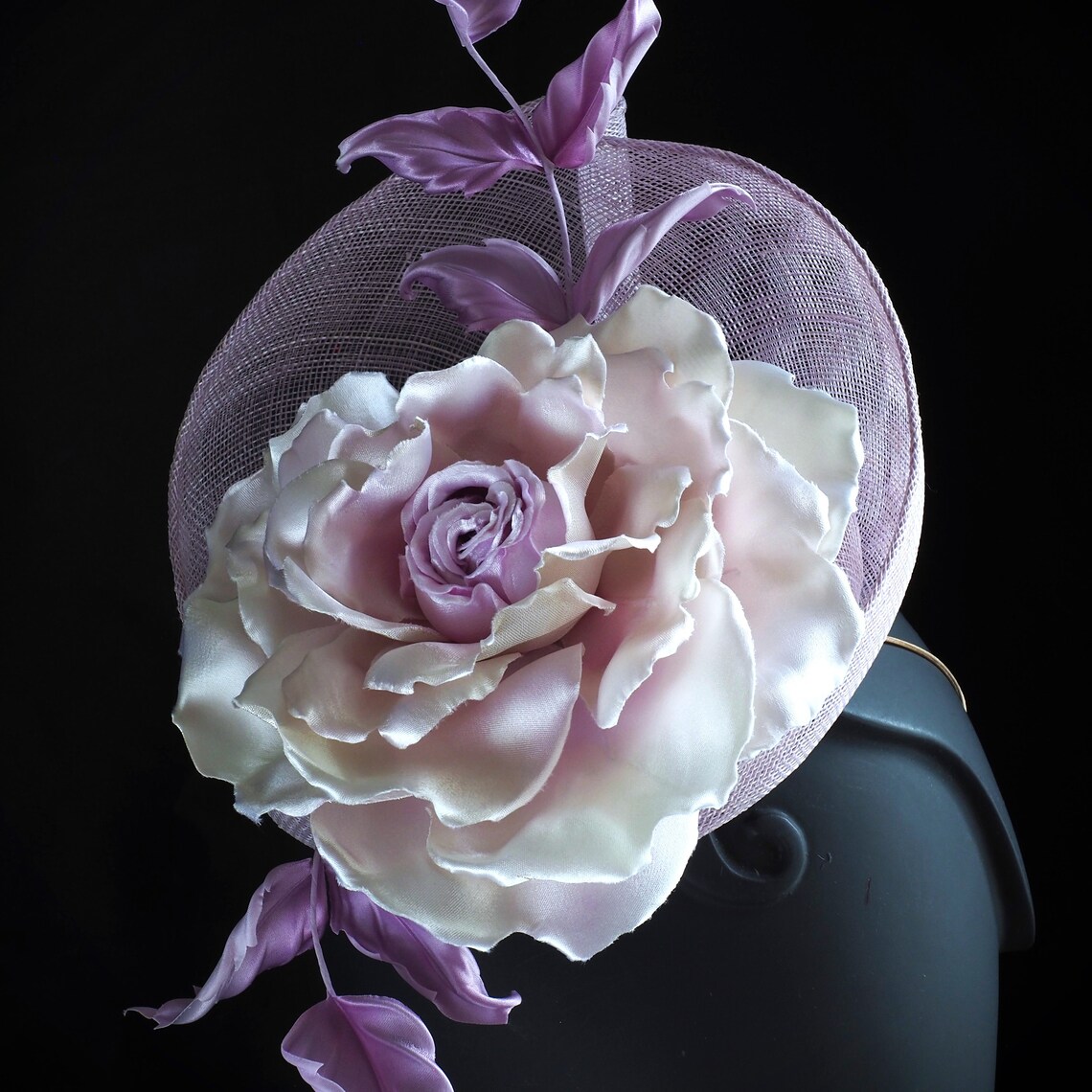 Ready to Ship LARGE ROSE HAT, Lilac Sinamay Beret With a Hand Dyed ...