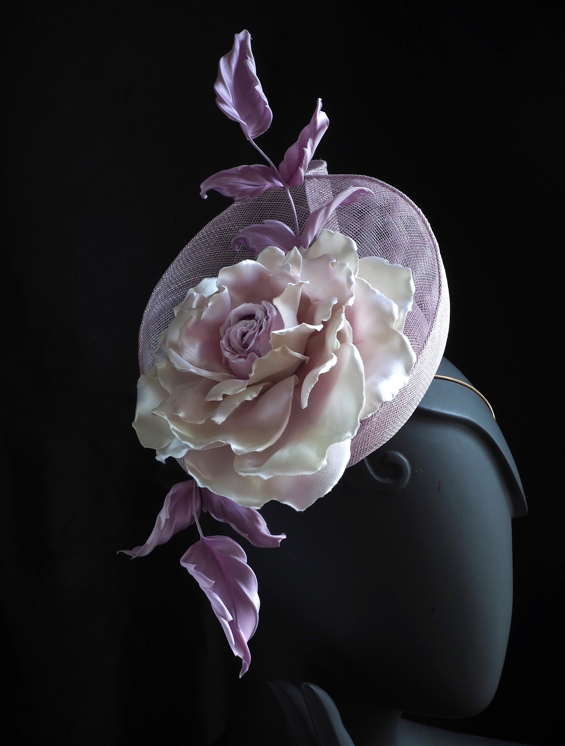 Ready to Ship LARGE ROSE HAT, Lilac Sinamay Beret With a Hand Dyed ...