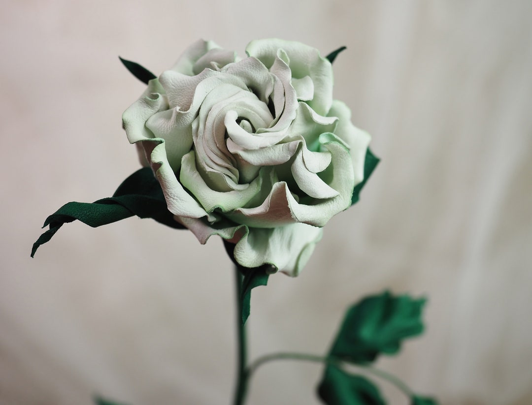 Ready to Ship WHITE LEATHER ROSE Hand Dyed Leather Single - Etsy Israel