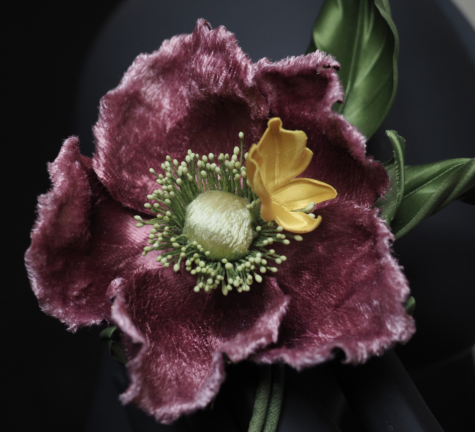 Ready to Ship VELVET ROSE BROOCH, Fabric Flowers, Sweet Briar Rose ...