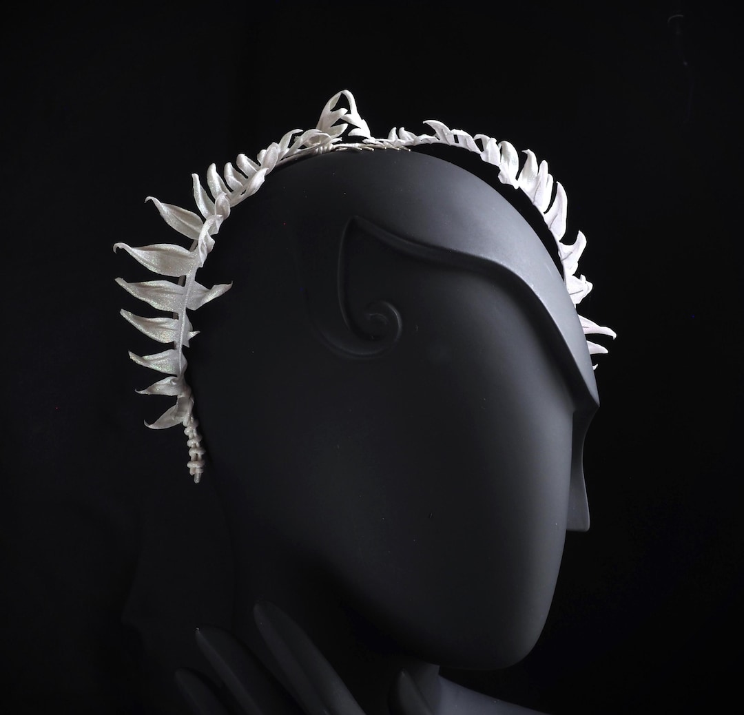 Ready to Ship Pearl WHITE FERN HEADPIECE, Fabric Fern Tiara ...